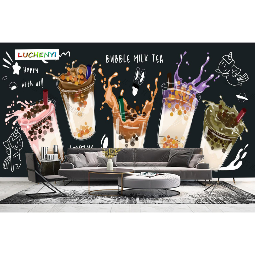 Custom Boba milk tea Bubble tea Pearl drinks drinks coffee wallpaper ...
