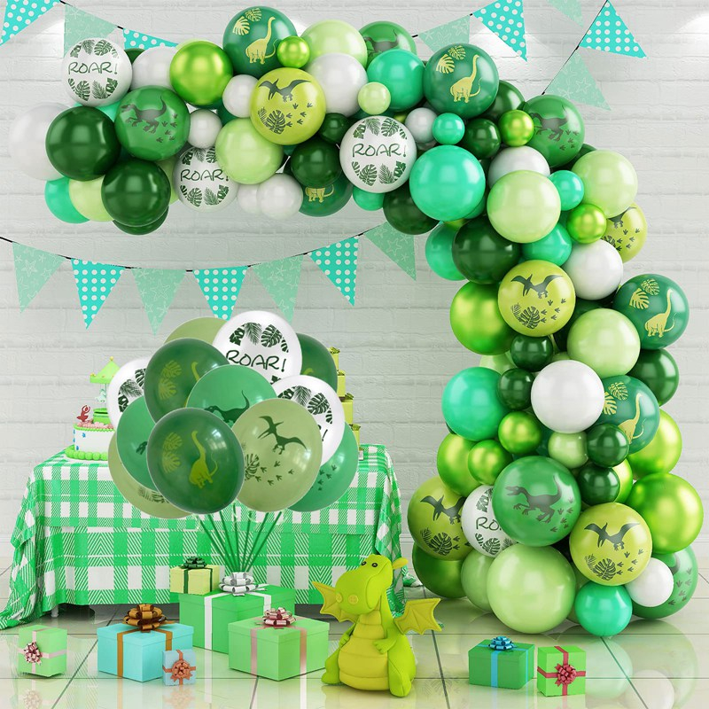 82pcs Dinosaur Birthday Arch Balloons Garlands Jungle Safari Dinosaur Theme Birthday Latex ...