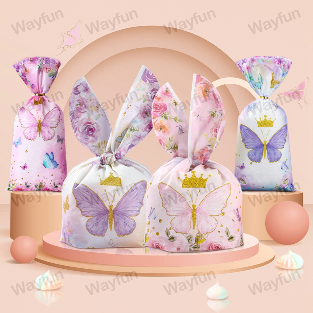25/50pcs Pink Butterfly Candy Gift Bags Loot Bags Butterfly Birthday ...
