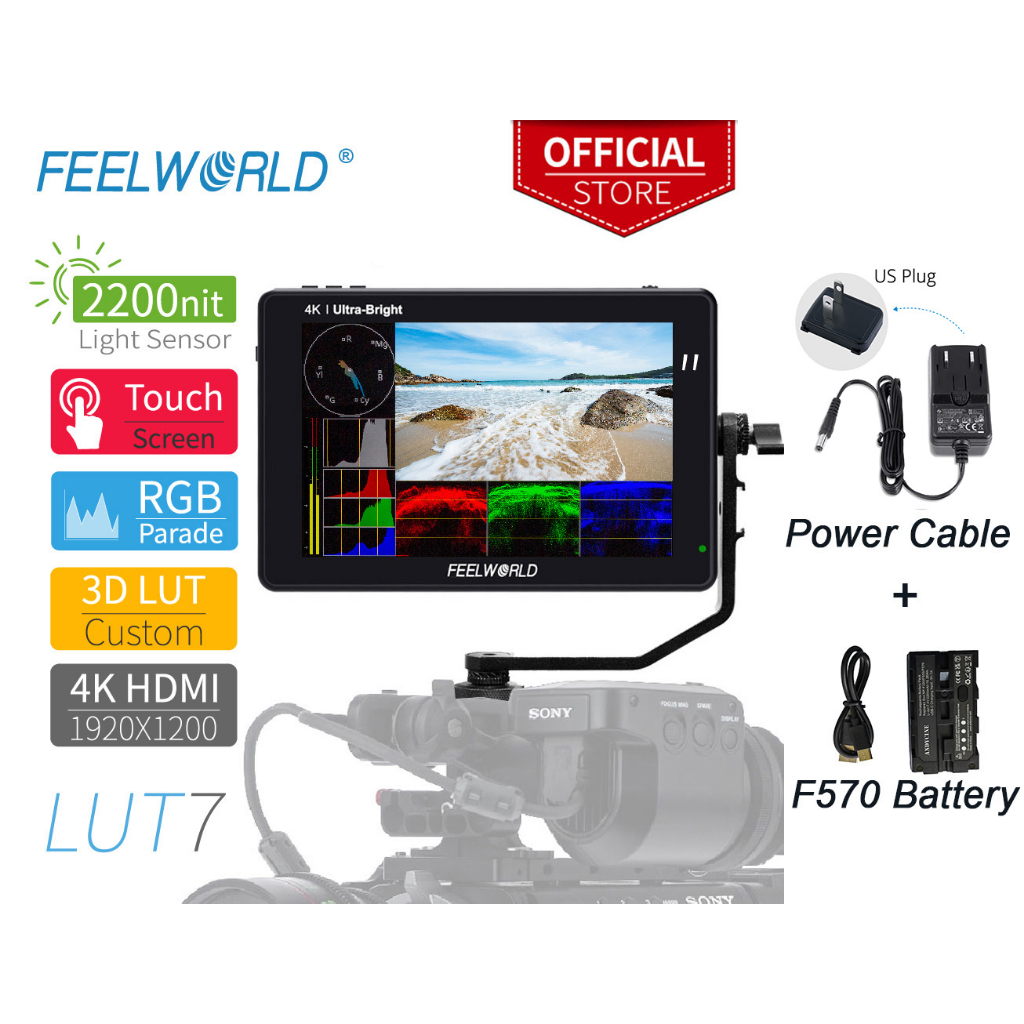 FEELWORLD LUT7 7 Inch Ultra Bright 2200nit Touch Screen Camera DSLR ...