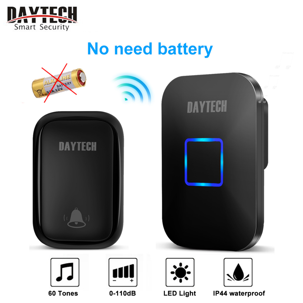 Daytech Wireless Doorbell Chimes Waterproof No Need Battery Used For ...