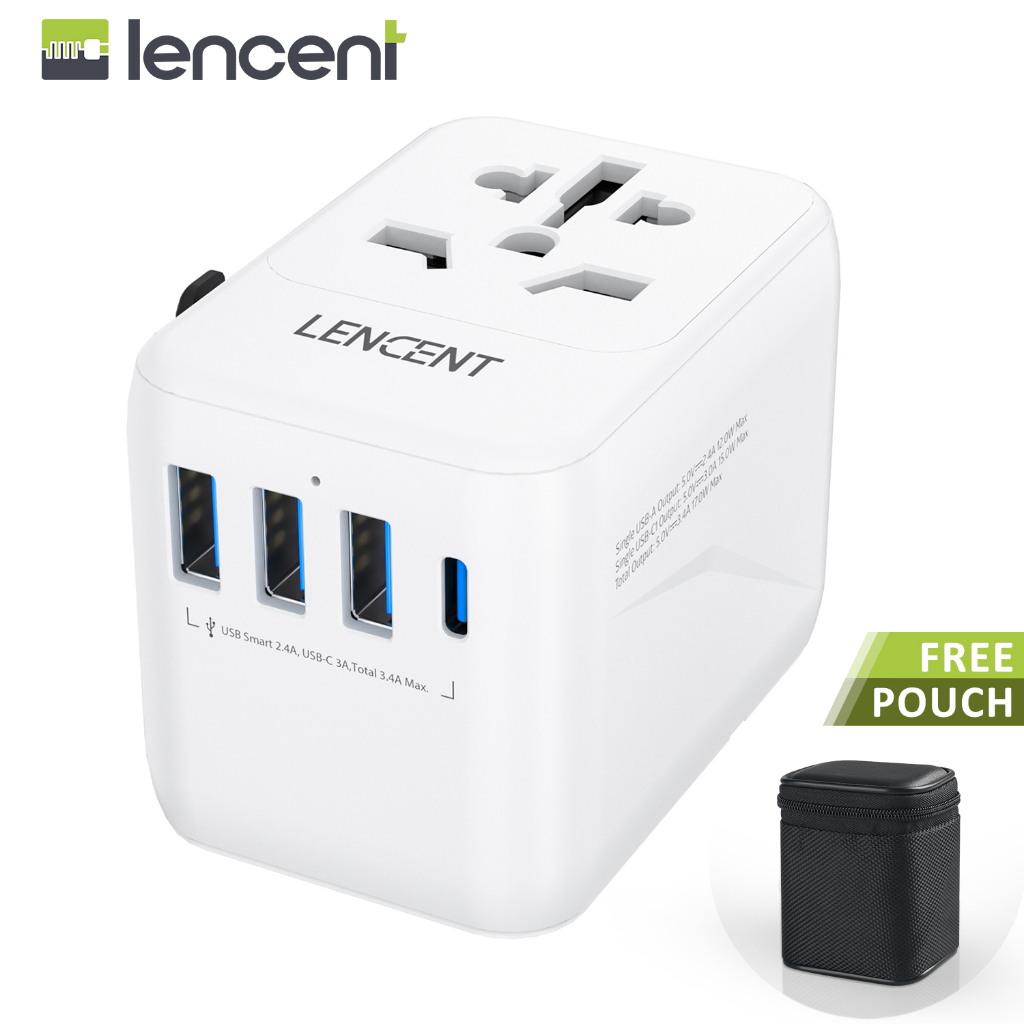 LENCENT Universal Travel Adapter, International Charger with 3 USB ...
