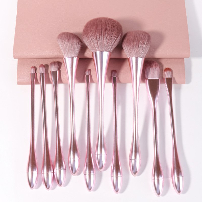 10 pcs New Small pretty waist Makeup brushes set Purple Gold Pink ...