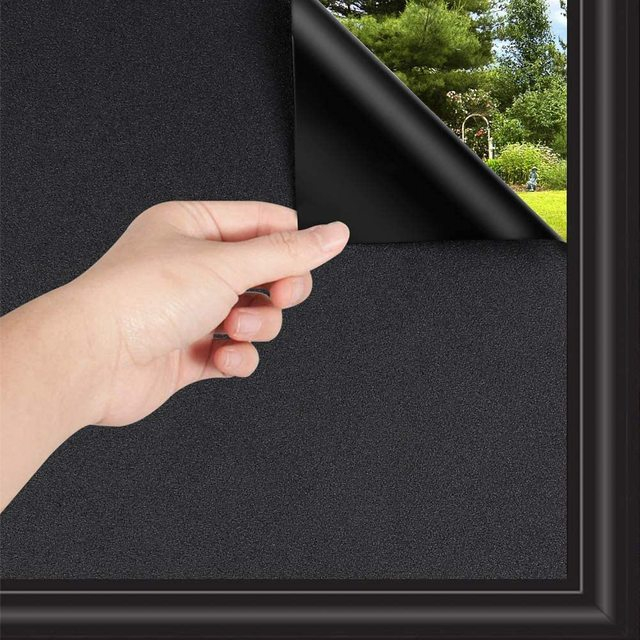100% Black Window Film Block Sunlight Heat 150cm Privacy Window Glass ...