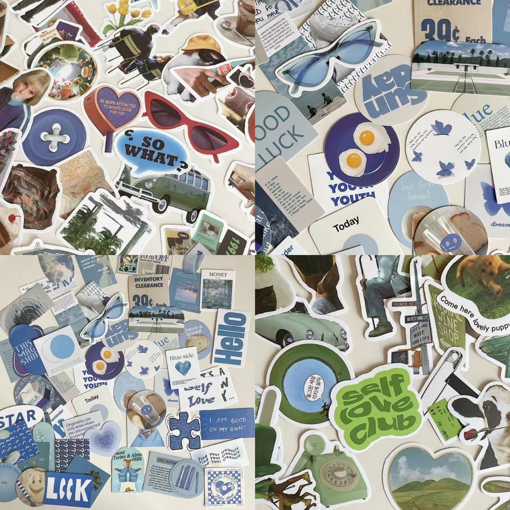 Cdaily|Blue Series/Green Series/Retro Color Series Sticker Pack Cute ...