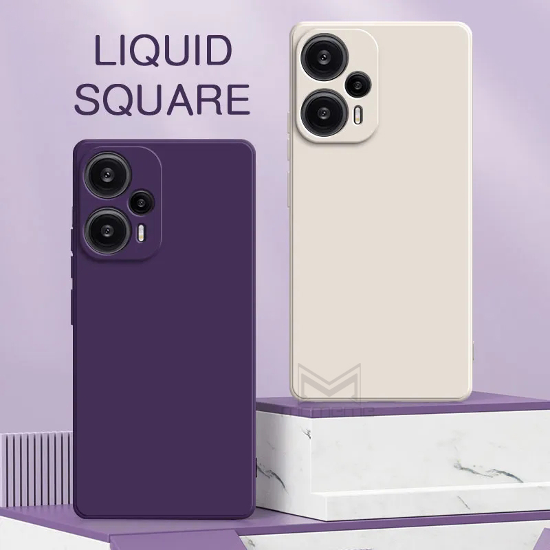 Square Liquid Silicone Case For Xiaomi POCO F5 C65 X6 X5 Pro M6 Pro 5G ...