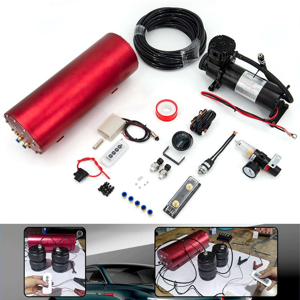 Universal Integrated Air Suspension Kit with Air Tank,200 PSI Air ...