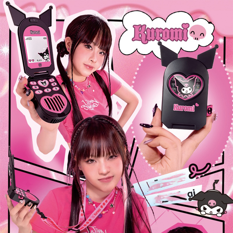 2023 New Sanrio Kuromi Flip Mobile Phone Fan Anime Cartoon Y2k Kuromi ...