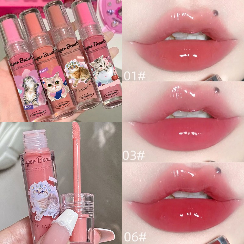 Cappuvini Cat Lip Gloss Lip Essence Lip Glaze Lip Oil Protection Mirror ...