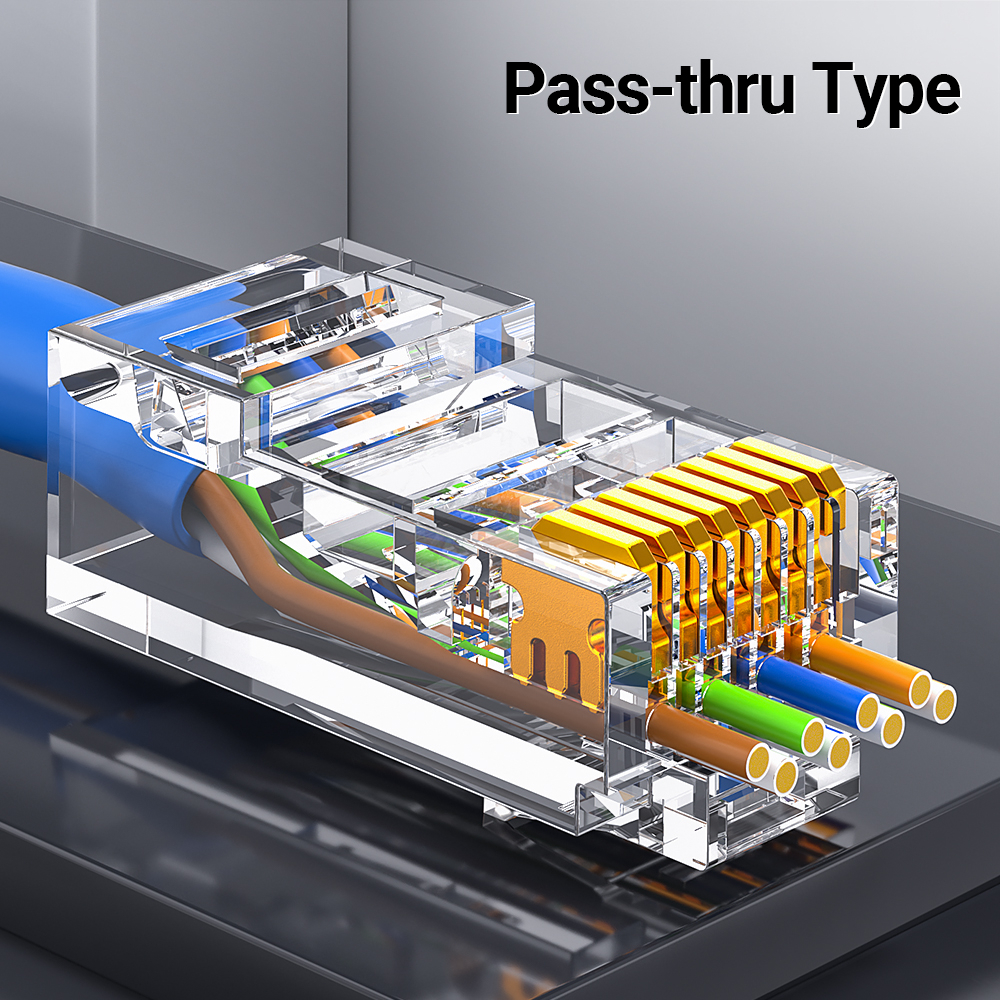 AMPCOM Pass Through EZ UTP RJ45 Connectors , 100PCS CAT6 CAT5E Pass ...