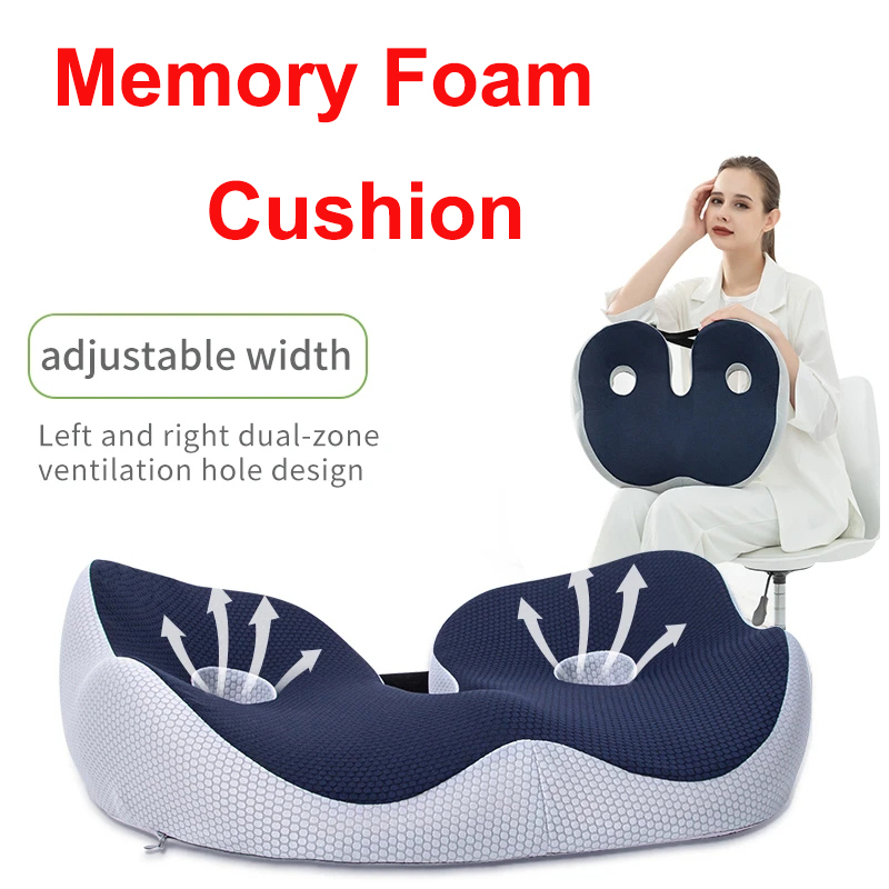Memory Foam Sit Bone Relief Seat Cushion for Butt Lower Back Hamstrings ...