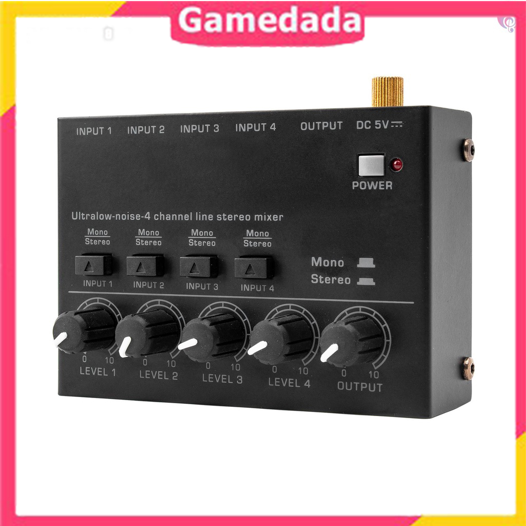 Ultra Low Noise 4 Channel Line Stereo Mixer 4 Input 1 Output DC 5V ...
