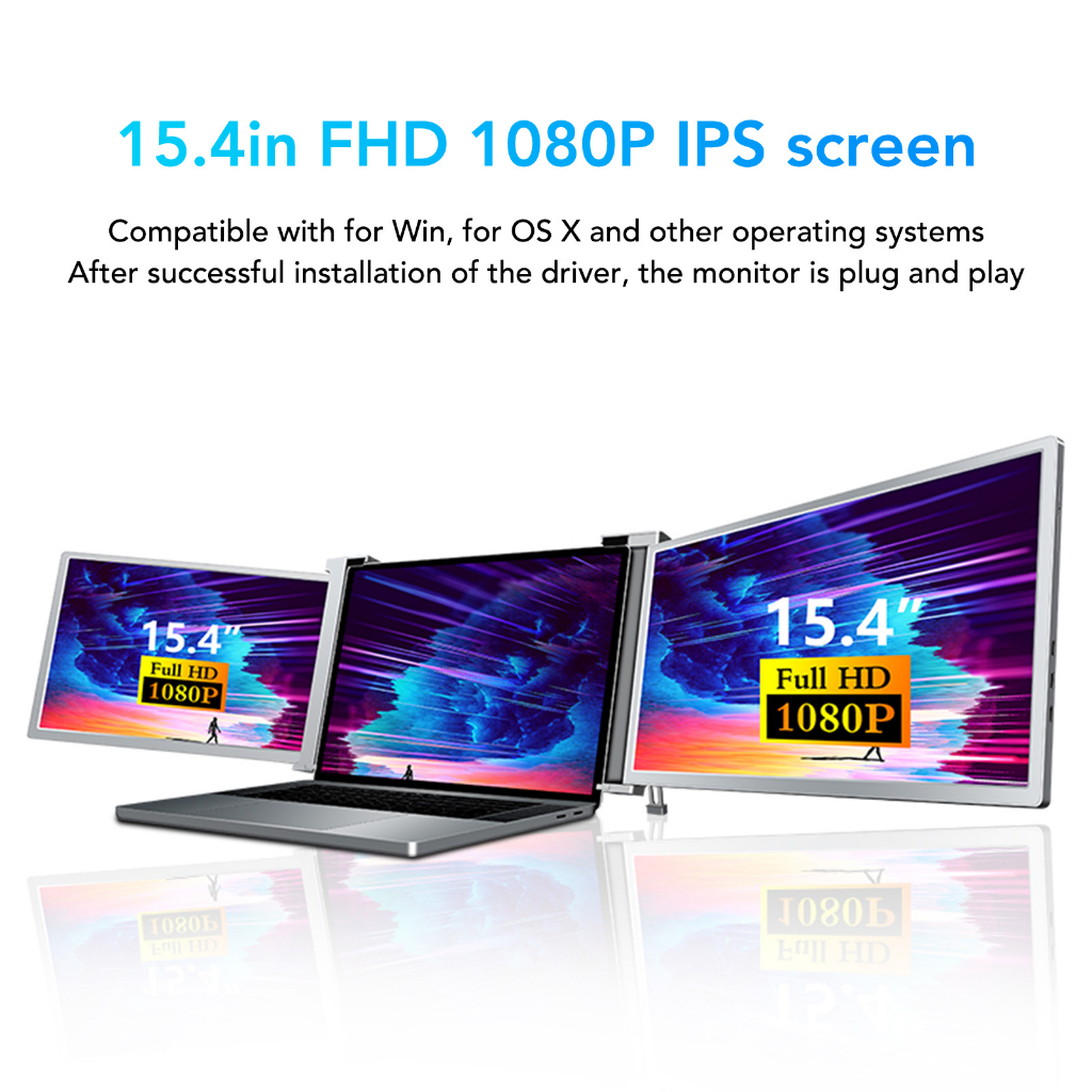 S20 15.4in Laptop Screen Expander HD 1080P IPS Scalable Bracket Type C ...