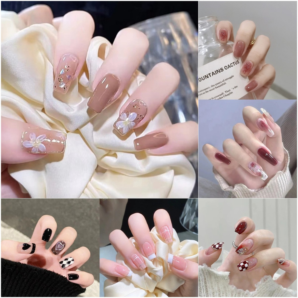 【FREE24 Sticker glue】24Pcs Fashion Nail Art Fake Nails Finished Nail ...