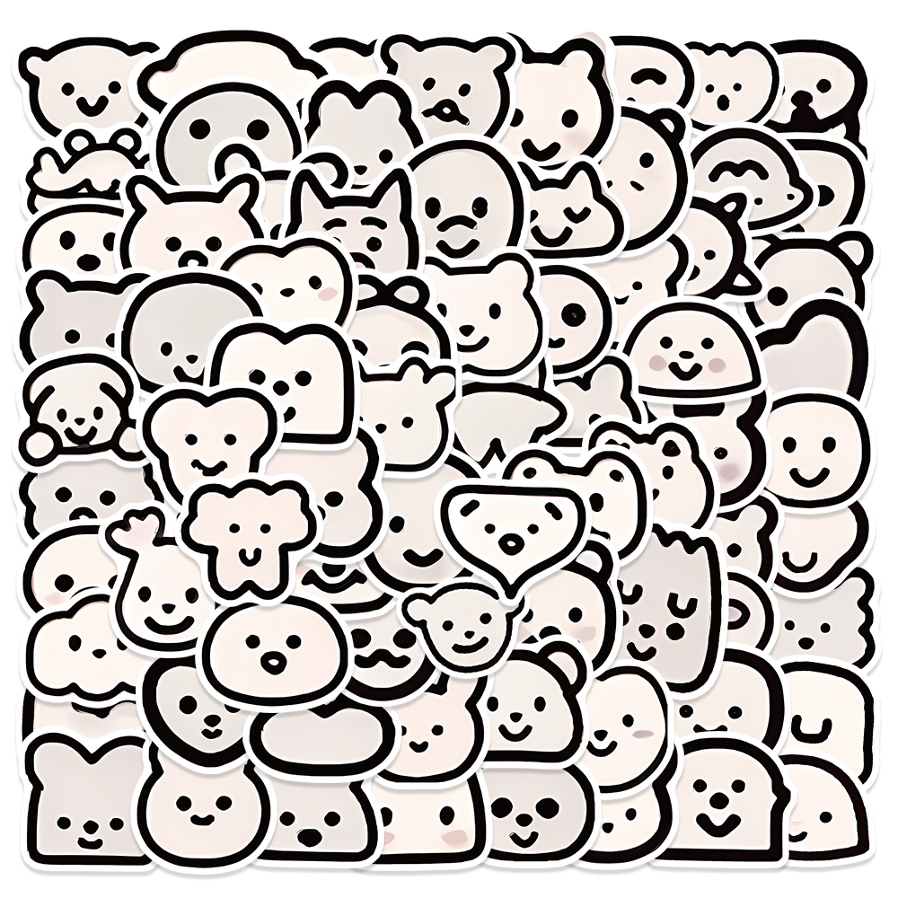 100 PCS black and white fun emoticons, graffiti stickers, cartoon ...