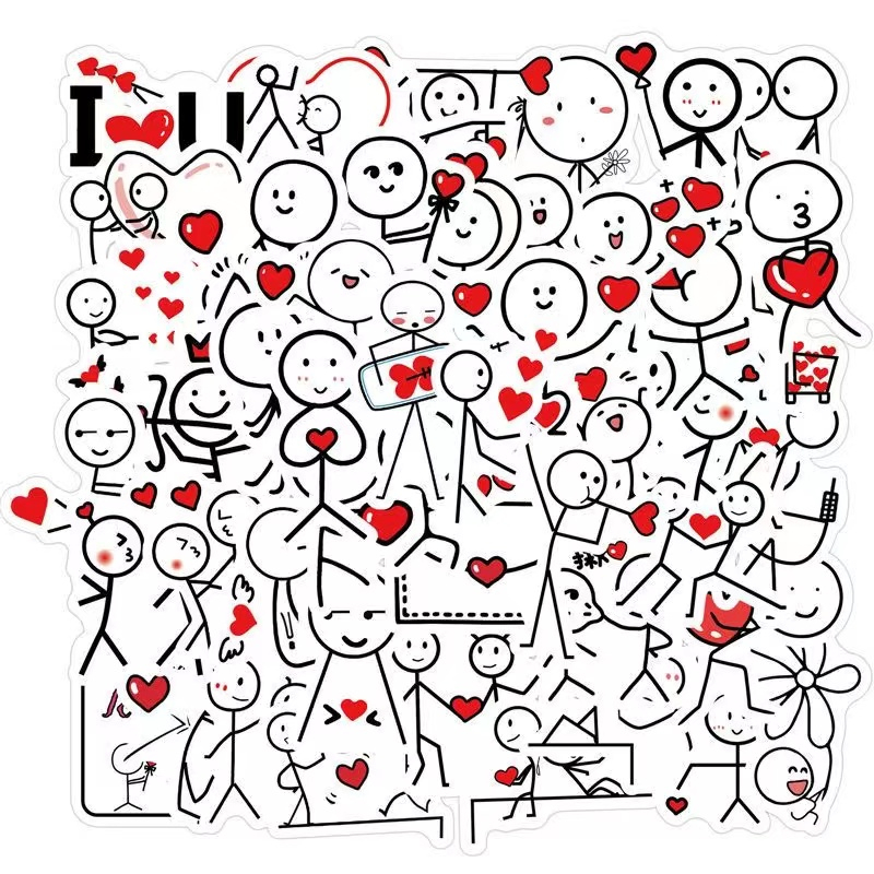 [Coisíní] 50PCS Cute Little People Love Stickers Launch Love Handbook ...