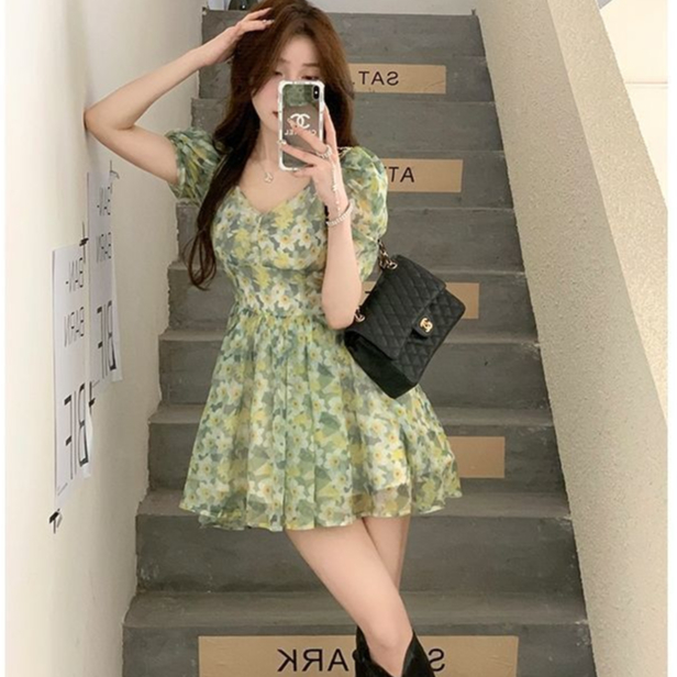 COD dress for woman Fragmented flower dress summer chiffon short skirt ...