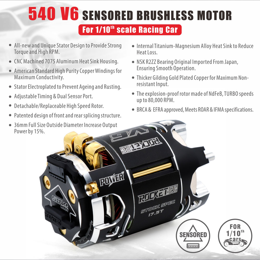 2023 NEWEST SURPASS HOBBY Rocket RC 540 V6 sensored Brushless Motor ...