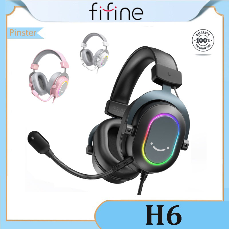 Fifine H6 Headphone Gaming Headset Wired Headphone with Mic 7.1 RGB ...