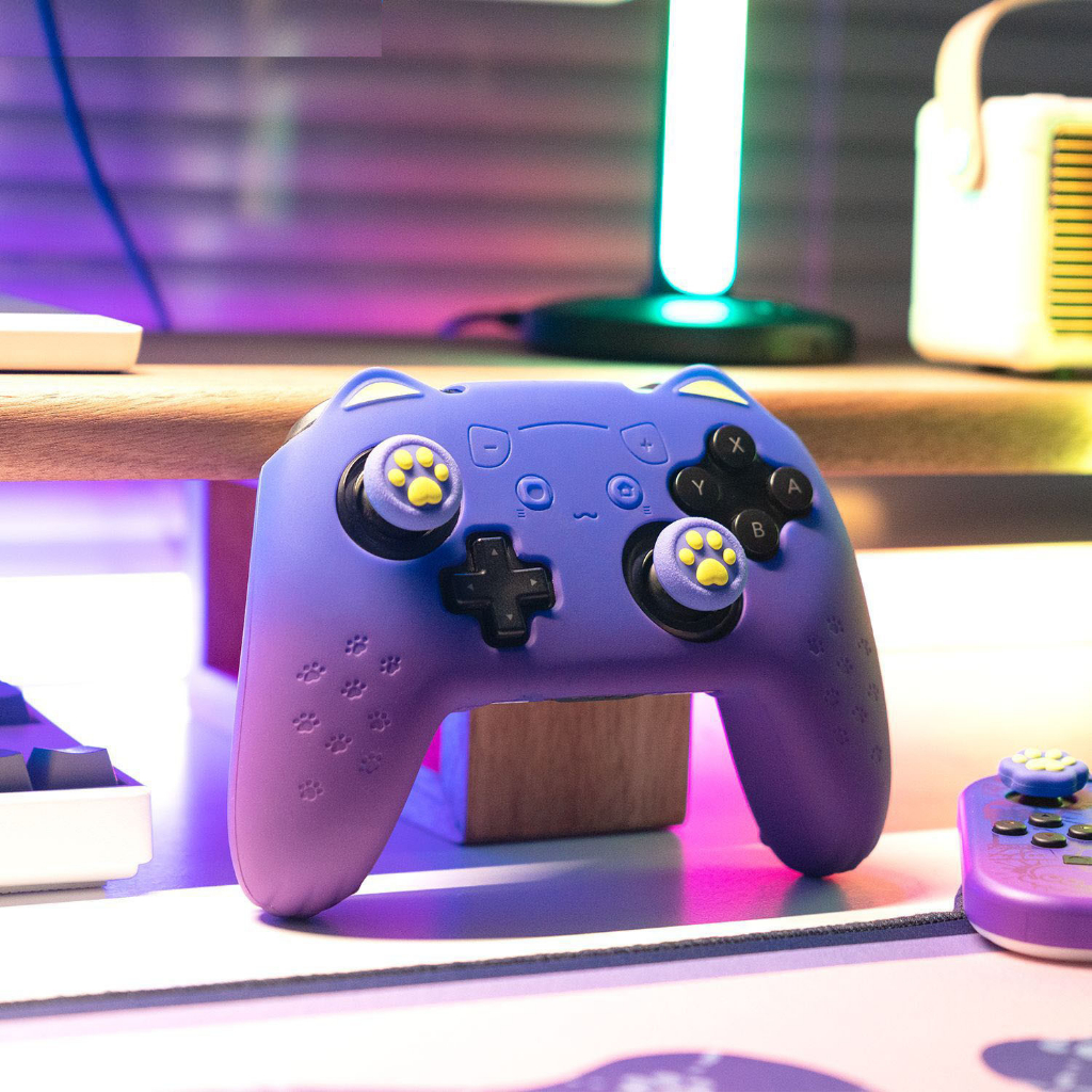 Blue Purple Cat Paw Silicone Soft Shell Gamepad Skin For Nintendo ...