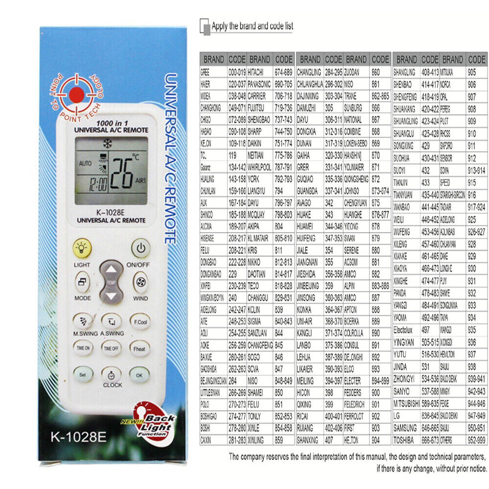 NEW 1000 in 1 K-1028E LCD Low Power Consumption Air Condition A/C ...