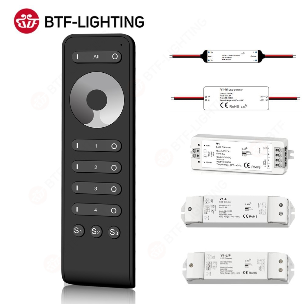 BTF-LIGHTING LED Light Strip Controller DIM Dimmable Controller RF ...