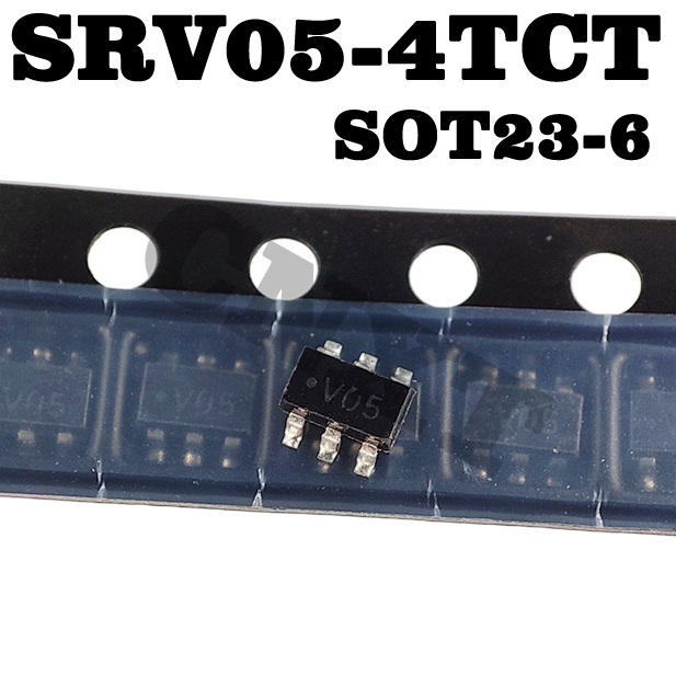10pcs/lot V05 SRV05-4.Tct Silk Screen Printing V05 SOT23-6 5V 4 Wire TVS Instant Suppression ...