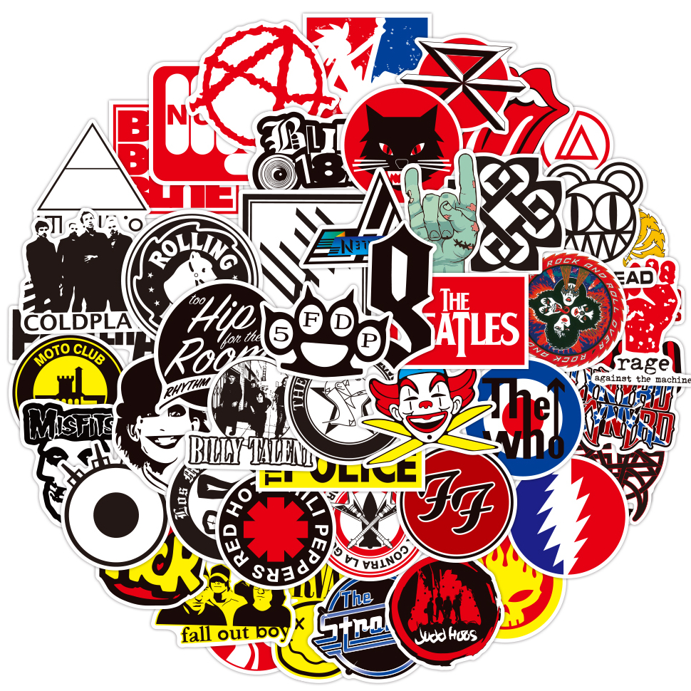 50PCS Rock&Roll Band Graffiti Stickers For Luggage Phone Case Laptop ...