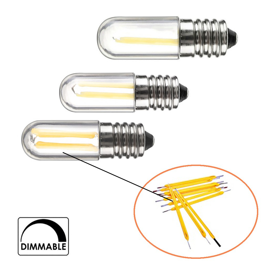Mini E14 E12 220V LED Freezer Filament Light COB Dimmable Bulbs 1W 2W ...