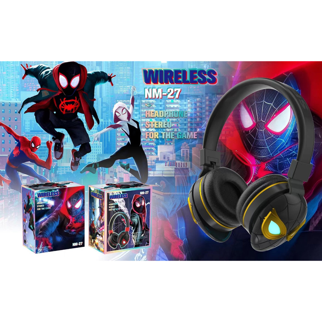 New Marvel NM-27 Spider-Man Bluetooth Wireless Headphone RGB Cool ...