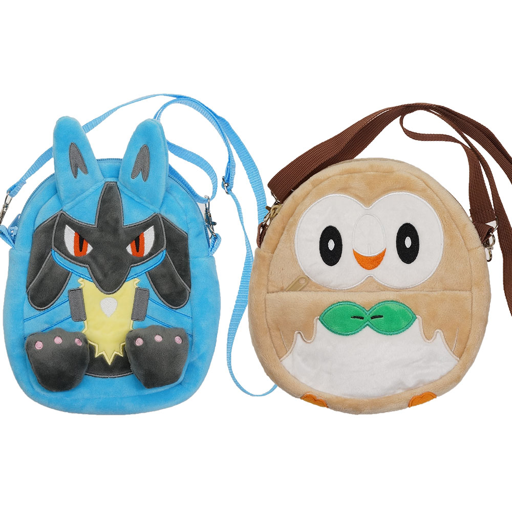 25cm Anime Pokemon Lucario Rowlet Plush Doll Backpack Model For Child ...