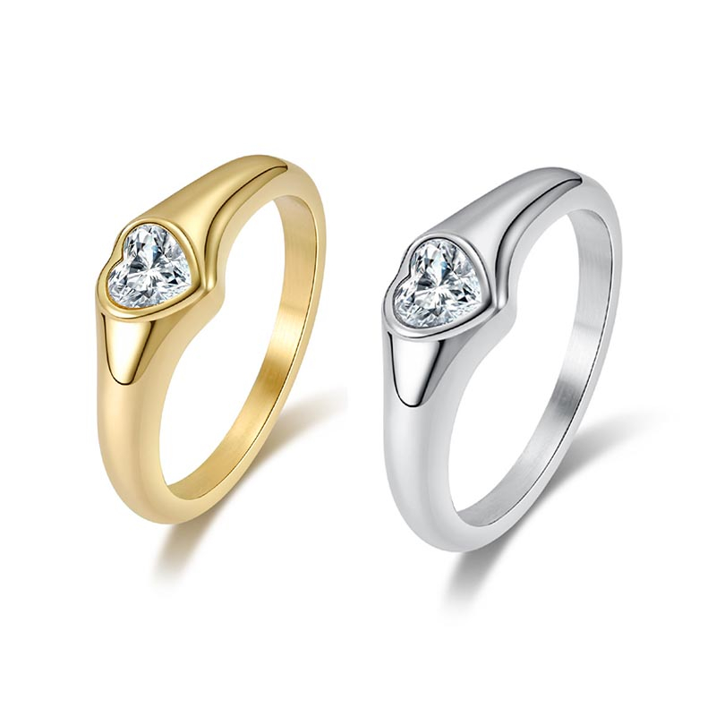 Women love ring simple titanium steel gold wedding proposal jewellery ...