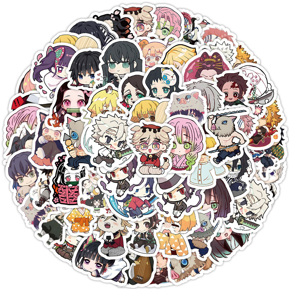 60PCS Q version Demon Slayer Kimetsu No Yaiba Stickers For Luggage ...