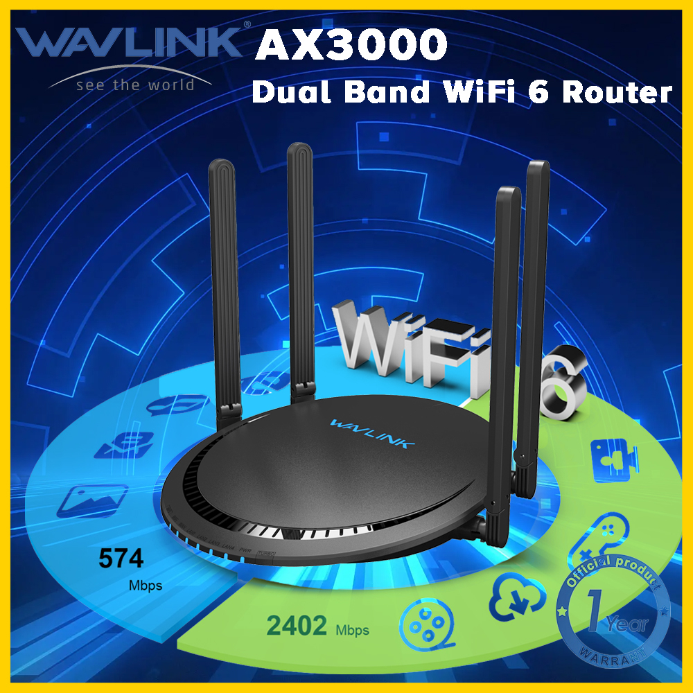 WAVLINK AX3000 Dual Band WiFi 6 Router 3000Mbps Wireless Internet ...