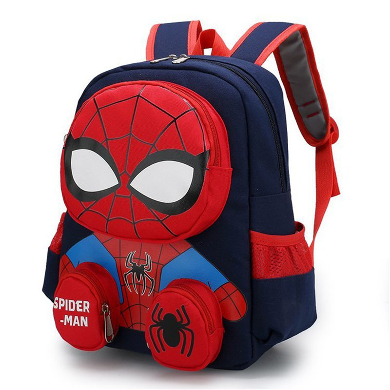 3D Cartoon Spiderman Backpack Kids Captain America Superhero School Bag ...