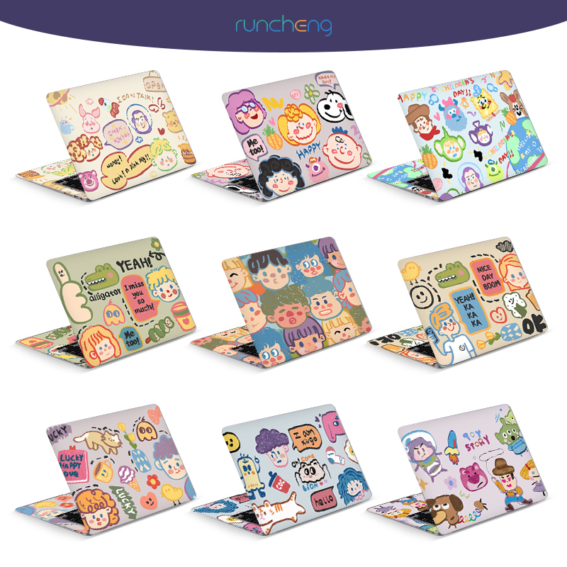 【2pcs】 Diy Laptop Cover Sticker Line Drawing Cute Laptop Computer ...