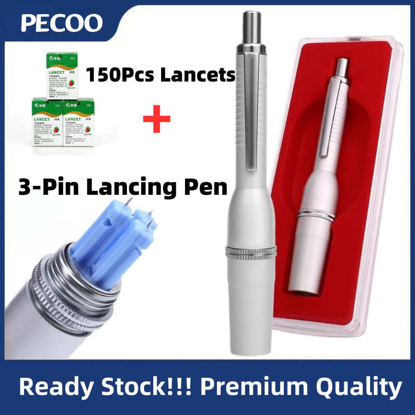 3Pin Lancing pen+150pcs 28G Lancing Device for Cupping Acupuncture ...