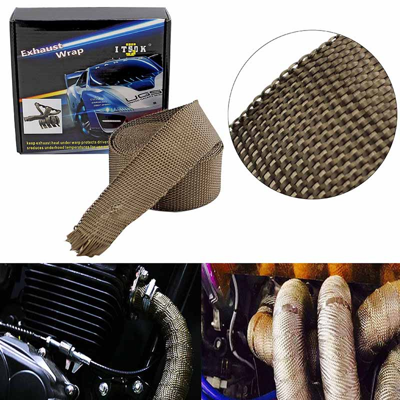 【ITSOK】Titanium Temp Exhaust Pipe Heat Wrap Resistant Downpipe Car ...