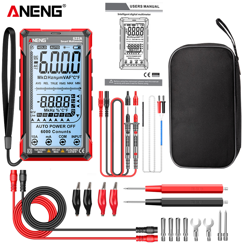 Aneng 622A 6000 Counts Infrared Laser Smart Multimeter Ac/Dc Voltage ...