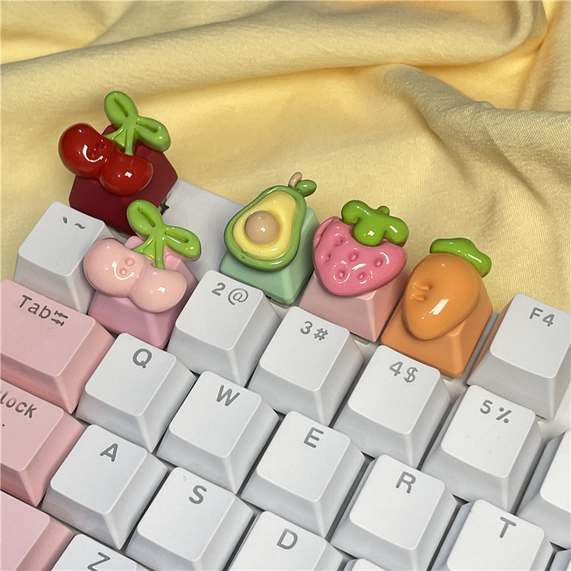 Diy Cartoon Fruit Keycap Cross Shaft Mechanical Keycap Avocado Cherry ...