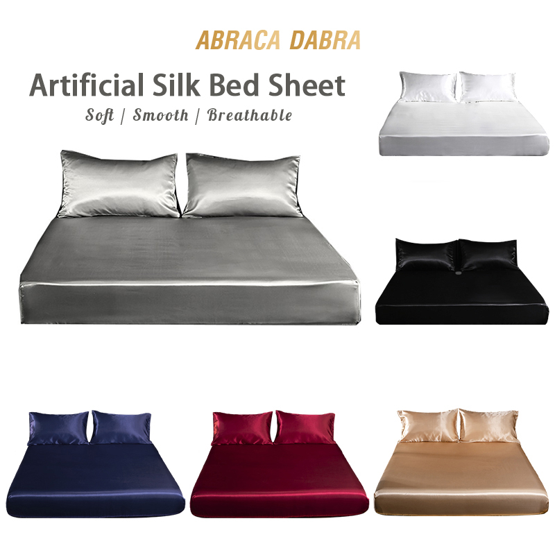 Abraca Dabra【PH STOCK & COD】Satin Silk Fitted Bed Full Garterized Sheet ...