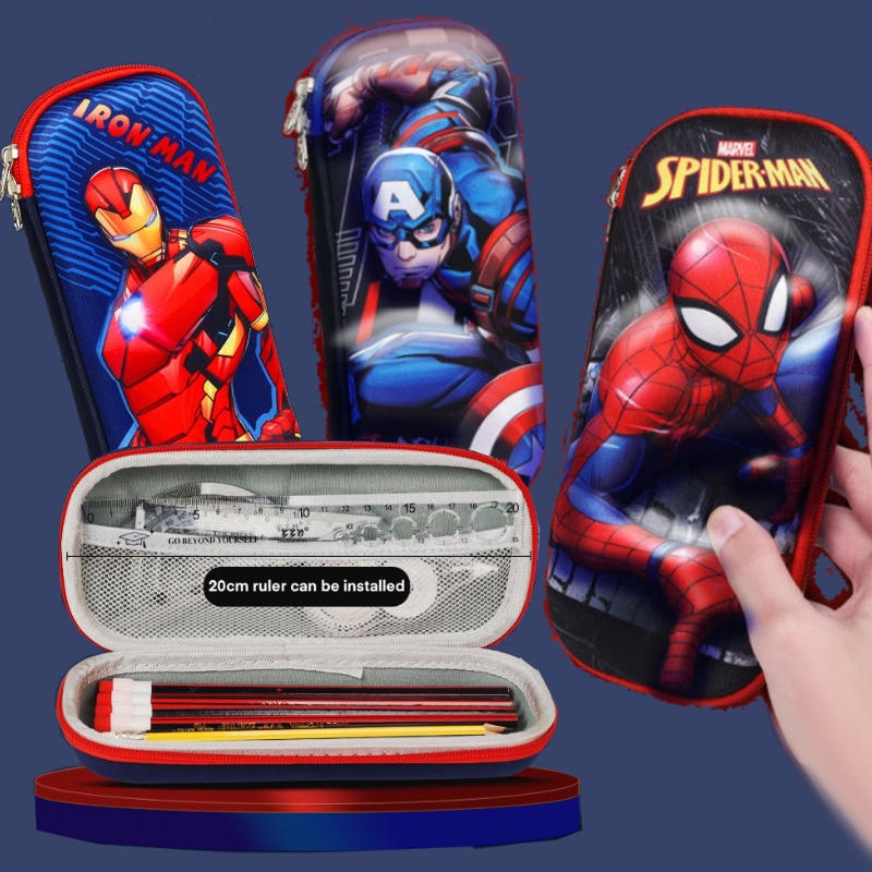 Spiderman Pencil Case for Kids Student Pen Box Cute Stationery Pencil ...