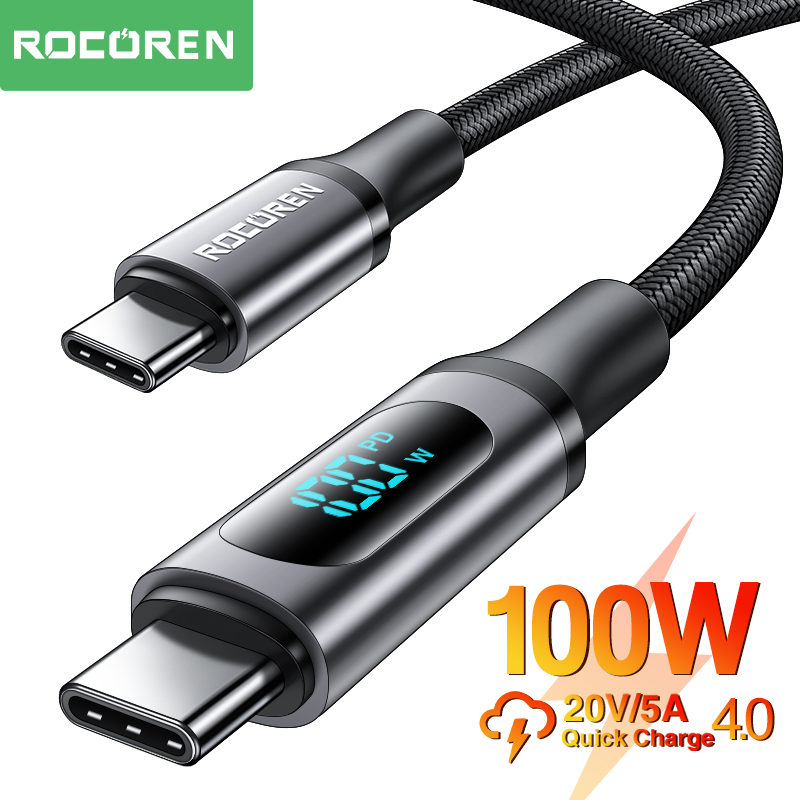Rocoren PD 100W LED Display USB Type C Cable 5A Quick Charge Fast ...
