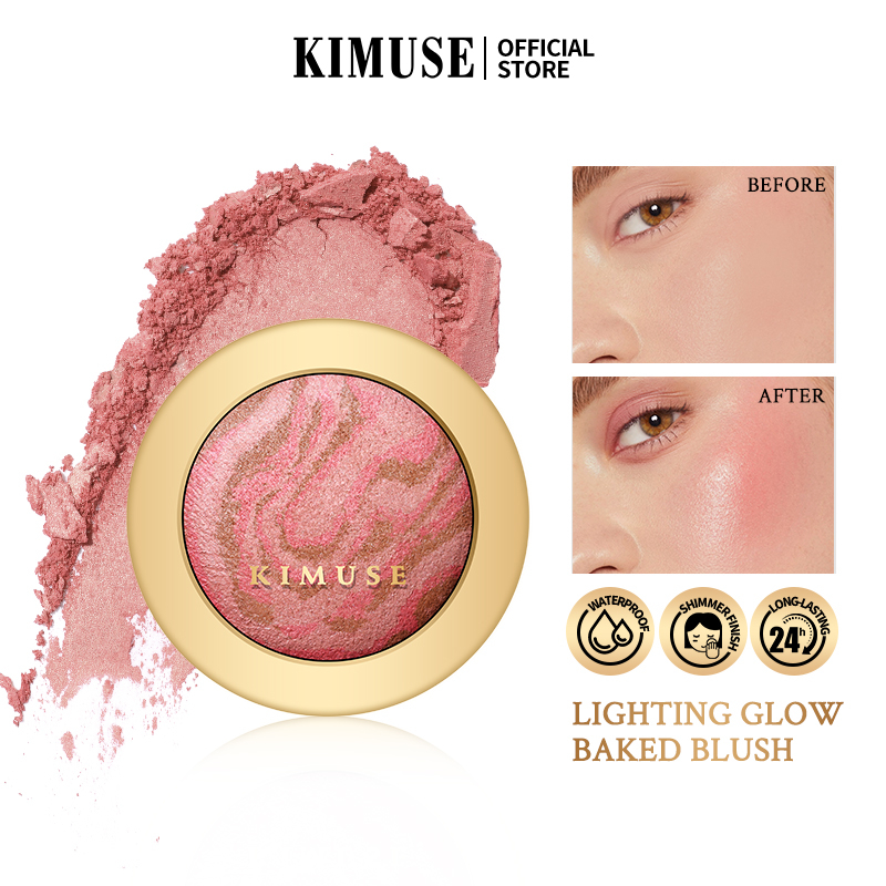 KIMUSE Lighting Glow Baked Blush Long-lasting & Waterproof Powder ...