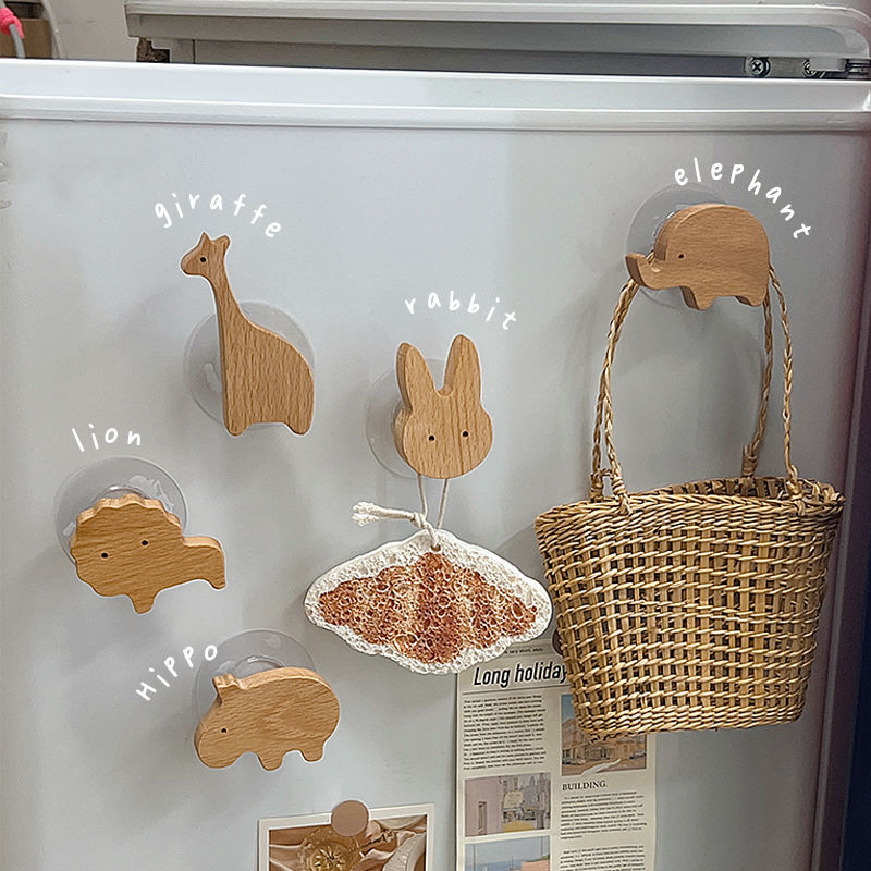 Nordic ins Style Hook Solid Wood Wall Hanger Perforation-Free Drawer ...