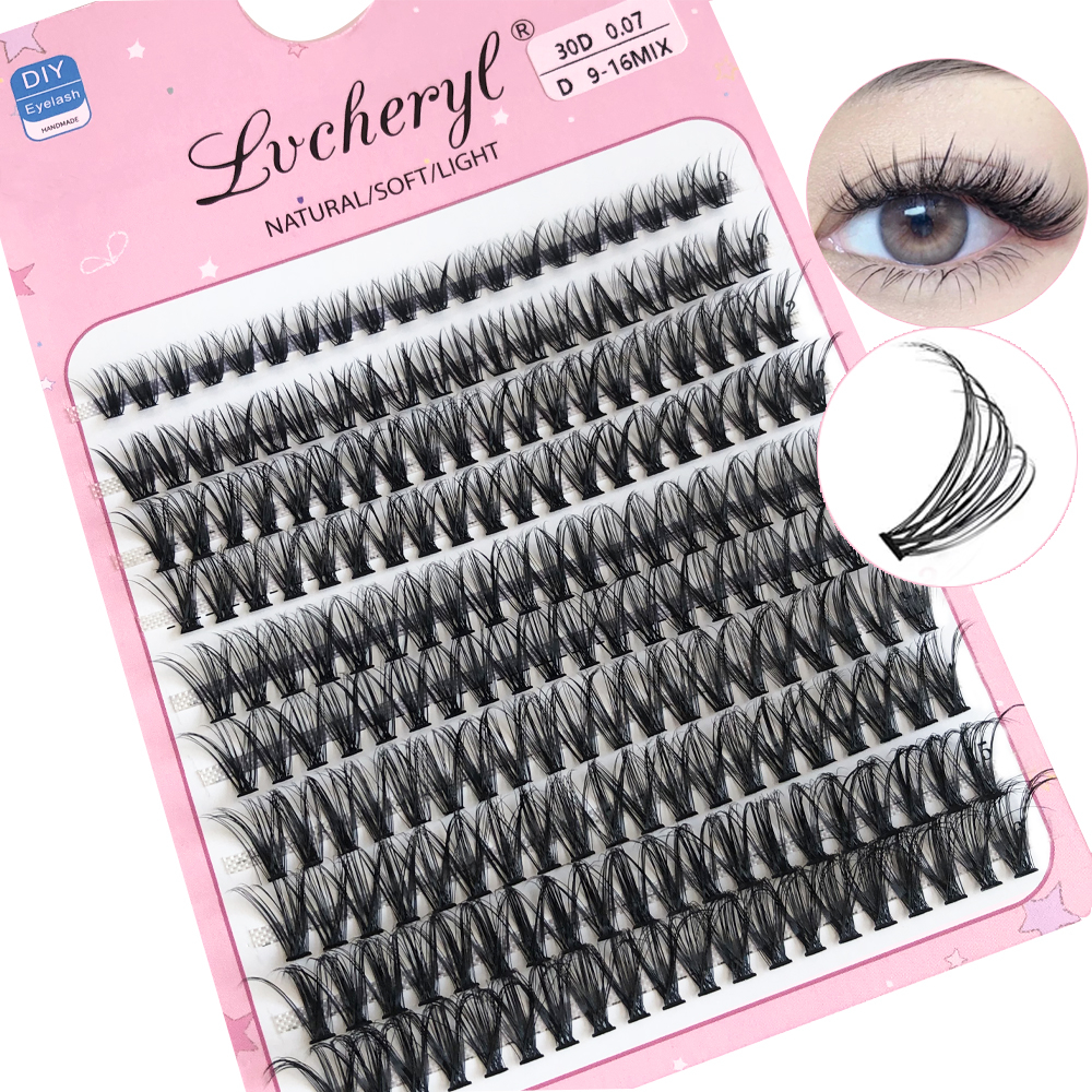 Lvcheryl 200pcs 30/40D 9-16mm Mix D Curl Cluster Lashes Individual ...