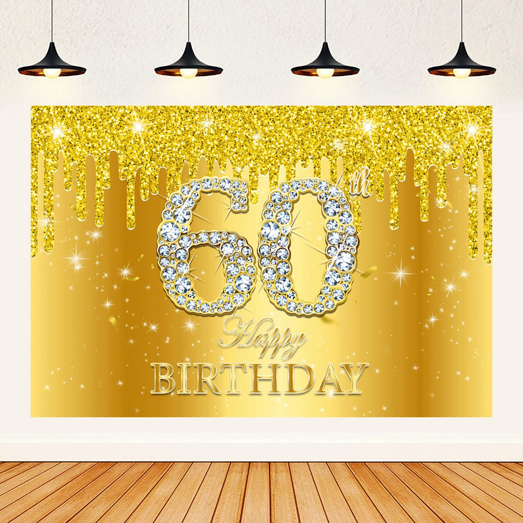 7x5ft Gold 60th Birthday Photography Backdrop for 60th Retirement ...