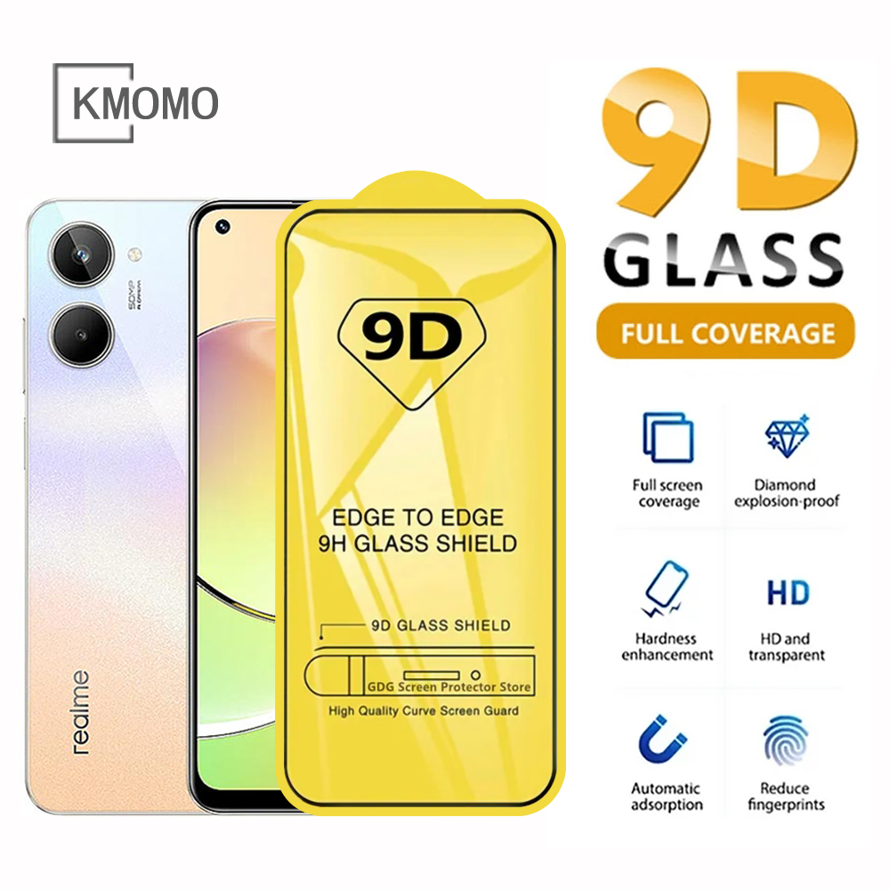 9D Full Glue Clear Tempered Glass For Realme C65 C67 C53 C51 C55 C35 11 10 9i 9 Pro+ 8i 8 7i 7 6 ...