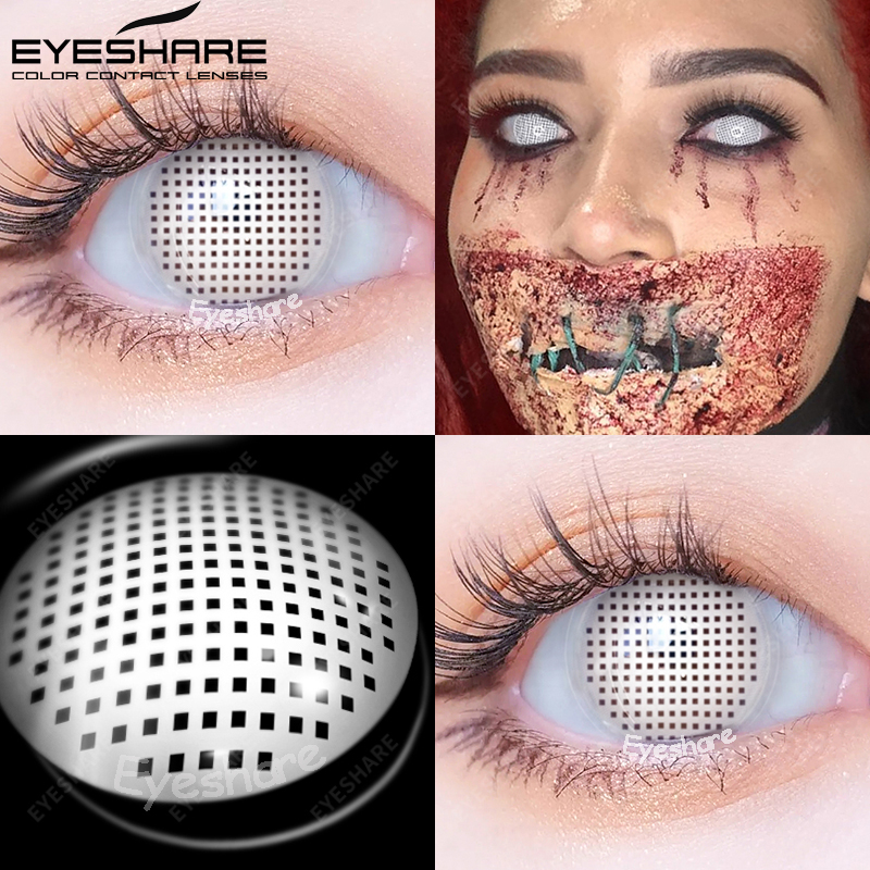EYESHARE 1 Pair White Mesh Eye Contact Lenses Large Diameter 14.5mm ...