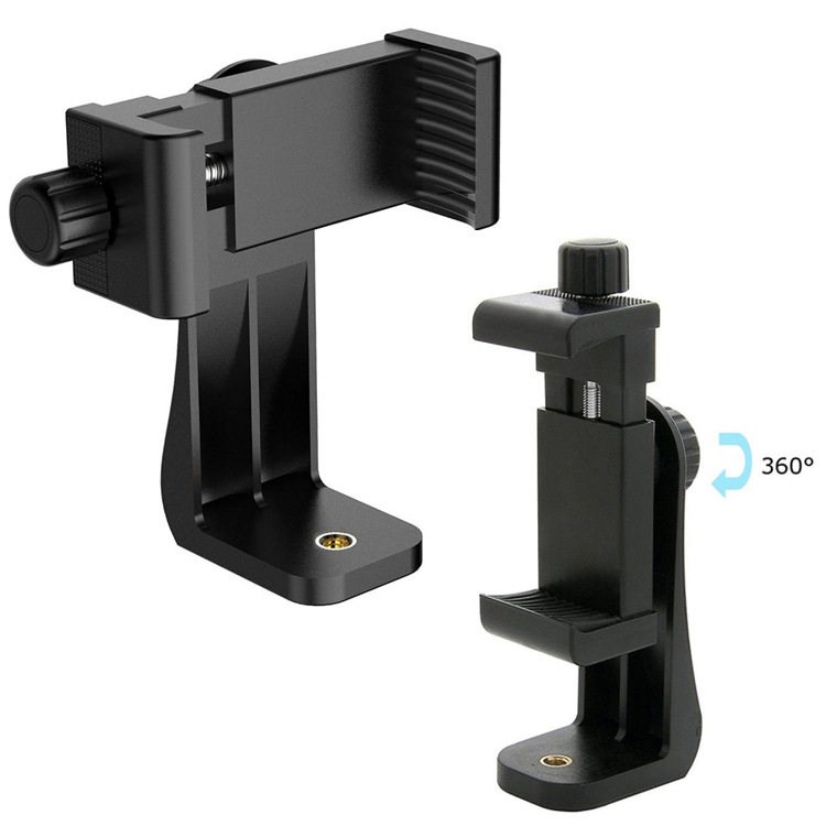 Tripod Mount Adapter Cell Phone Clipper Holder Vertical 360 Stand with ...